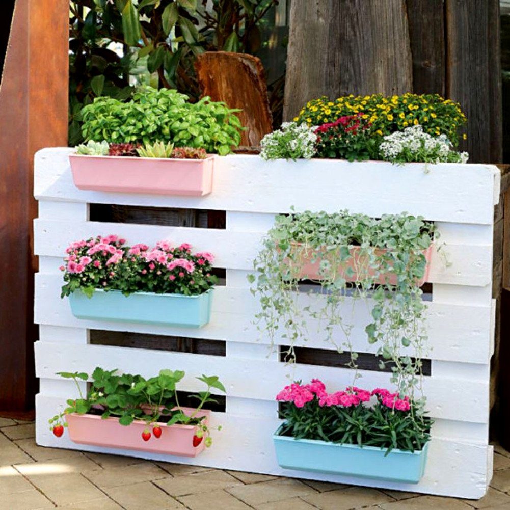 meberg Pflanzkübel Pflanzgefäß Blumenkasten Palettenblumentopf Kräutertopf, Pflanzkasten für ...