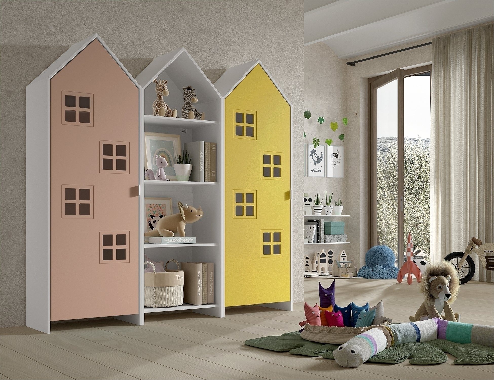 Möbelando Kleiderschrank In Korpus Weiß Front Pink U Gelb Mdf Die