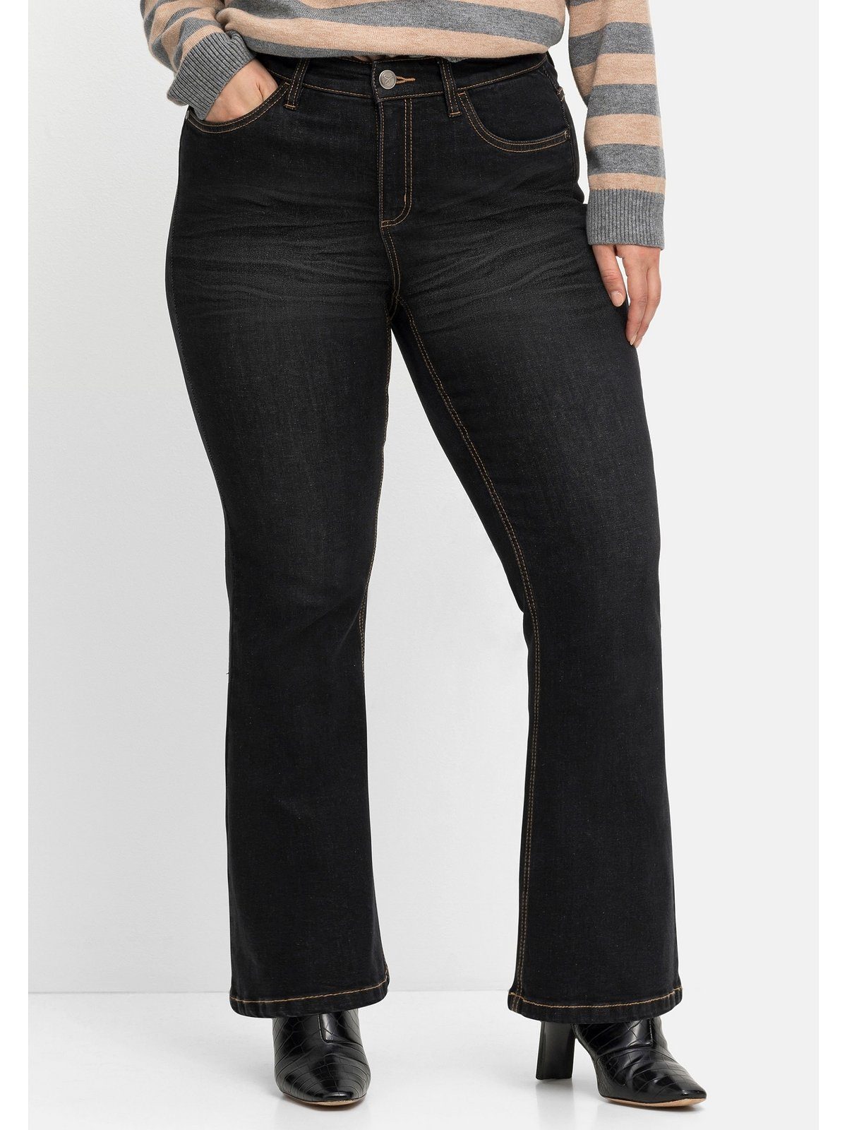 Sheego Bootcut Jeans Große Größen Mit Used Effekten Extralang