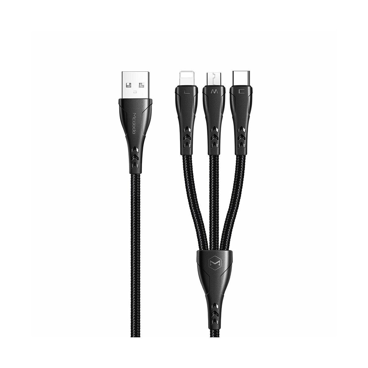 mcdodo Mamba Series 3 in 1 Lightning+Micro USB+Type-c Ladekabel 1.2m Smartphone-Kabel, Farbe ...