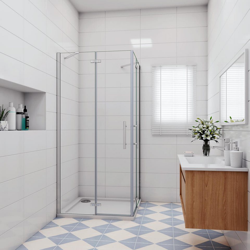 Duschspa Eckdusche 185cm Esg Duschkabine Duschabtrennung Falttür