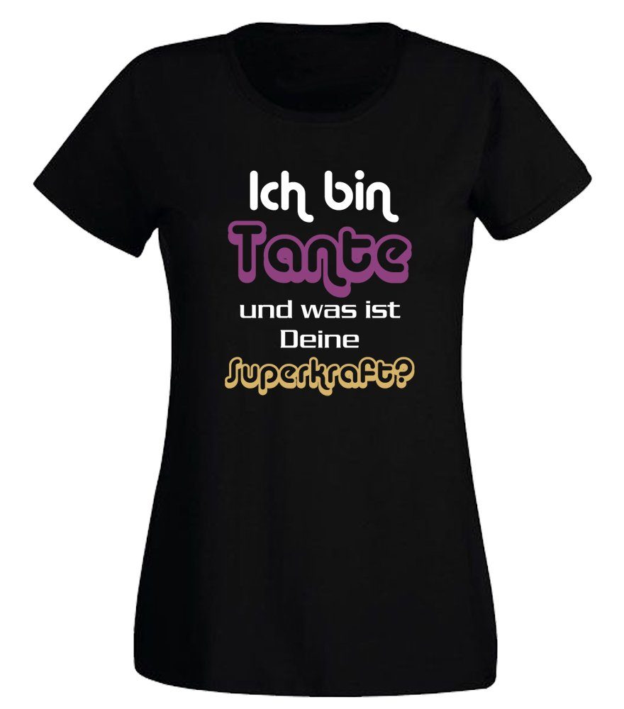 G-graphics T-Shirt Damen T-Shirt - Ich bin Tante und was ist Deine Superkraft? Slim-fit, mit ...